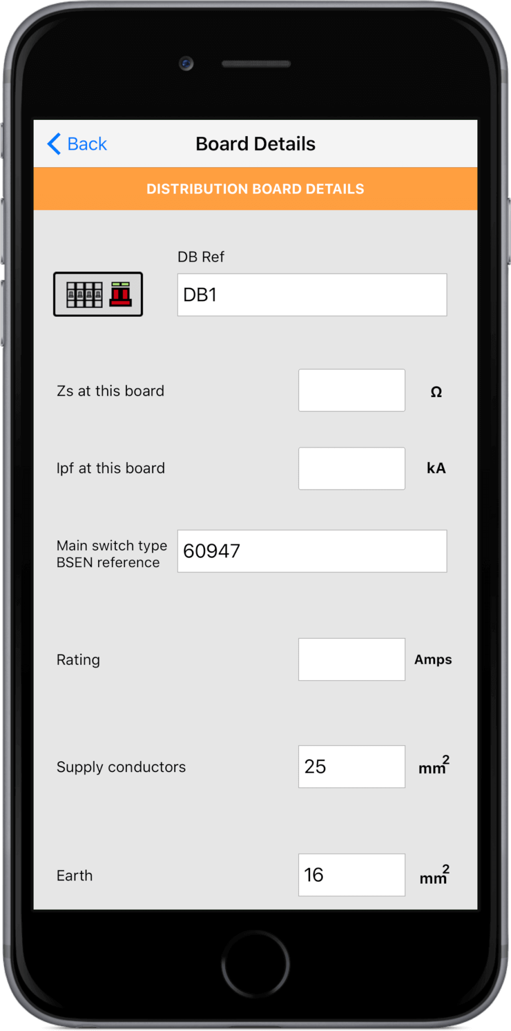 Distribution board details | iCertifi