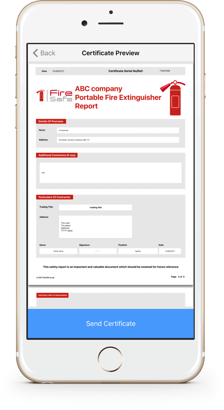 Fire Extinguisher Reports on iPhone and iPad - iCertifi